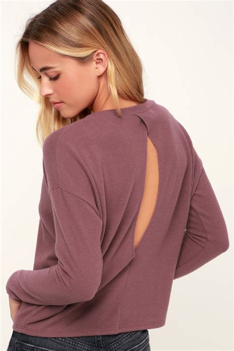 Cute Mauve Sweater Top Sweater Top Fleece Sweater Top Lulus