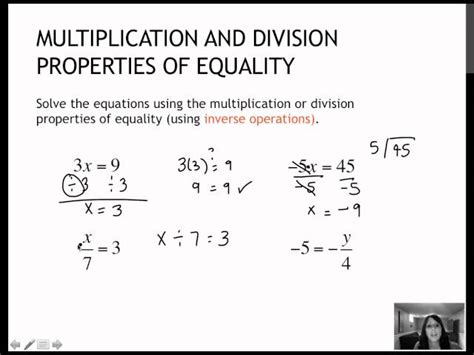 Multiplication Property Of Equality Examples Solving One Step