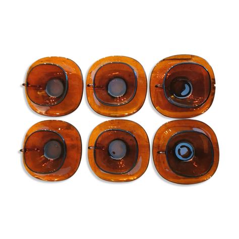 6 Tasses Vereco Verre Ambré Selency