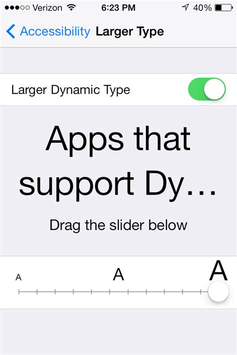Assistive Technology New In Ios 7 System Wide Large Type