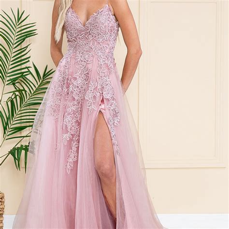 Long Embroidered Prom Ball Gown With Train Promgirl