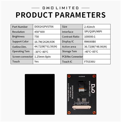 Do0241pvst06 Amoled Screen Do0241pvst06 241inch 450600 Spi Qspi Lcd