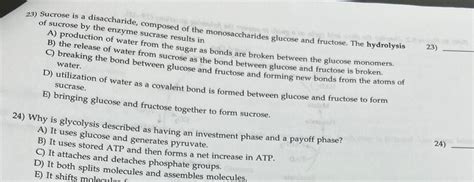 Answered 23 Sucrose Is A Disaccharide Composed Of The Monosaccharides