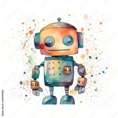 Cute Android Robot With Generative Ai Technology Stock Illustration Adobe Stock