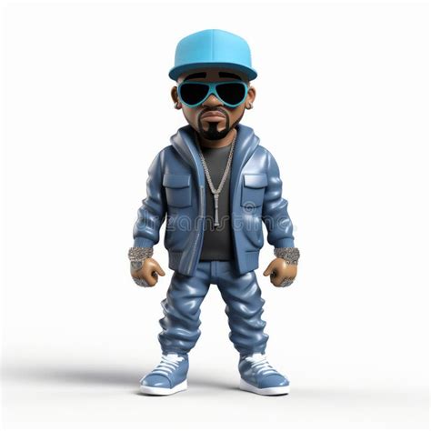 3d Male Rapper Funko Pop Figurine On Isolated White Background Stock