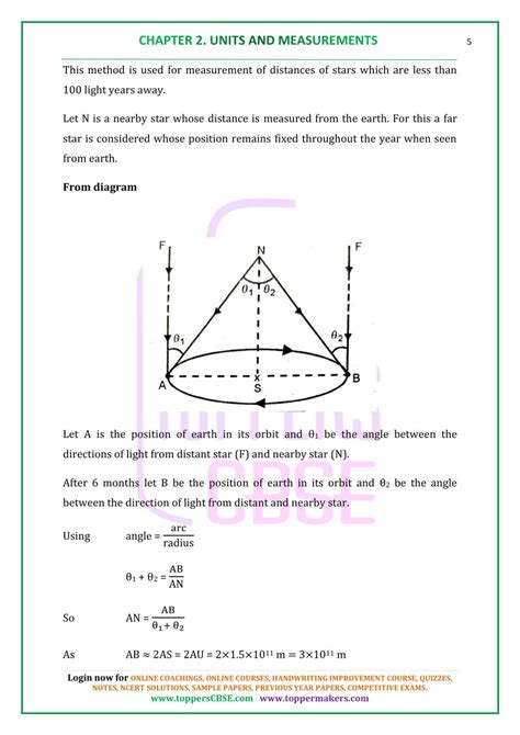 cbse class 11 physics notes of chapter 2 units and measurements