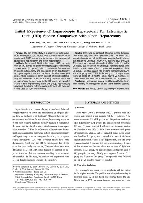 PDF Initial Experience Of Laparoscopic Hepatectomy For Intrahepatic