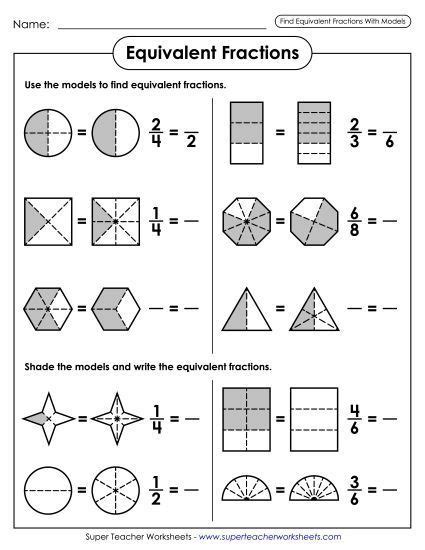 Fractions Equivalent Simplifying Equivalent Fractions Printable Pdf Worksheet