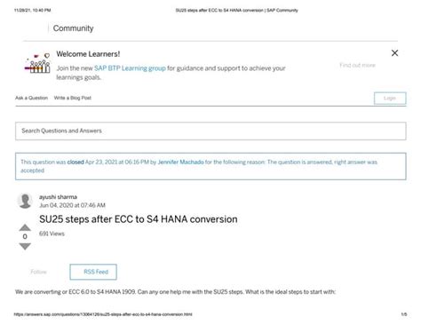 Su25 Steps After Ecc To S4 Hana Conversion Sap Community Pdf