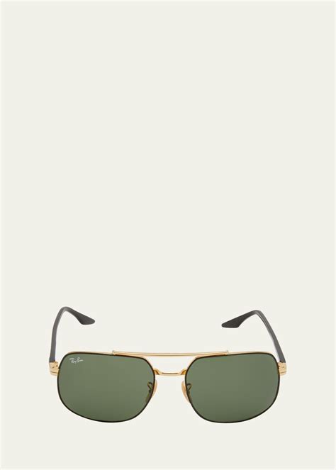 Ray Ban Metal Double Bridge Square Sunglasses Bergdorf Goodman