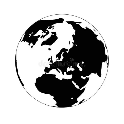 Ícone Monocromático Do Globo Terrestre Silhueta Negra Eurásia E África Ilustração do Vetor