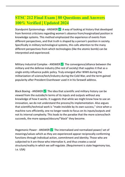 Stsc 212 Final Exam 80 Questions And Answers 100 Verified Updated 2024 Stsc Stuvia Us