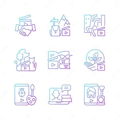 视频内容梯度线性矢量图图标集 向量例证 插画 包括有 收集 设计 偏差 商业 概念 查出 现代 223081861