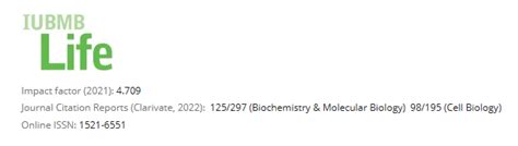 生物学sci期刊推荐：iubmb Life 佩普学术