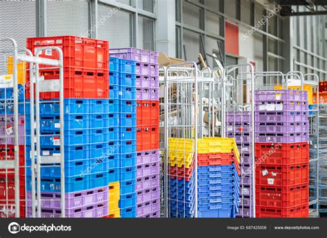 Plastic Crates Stacked Food Grocery Retail Store Supply Chain Products