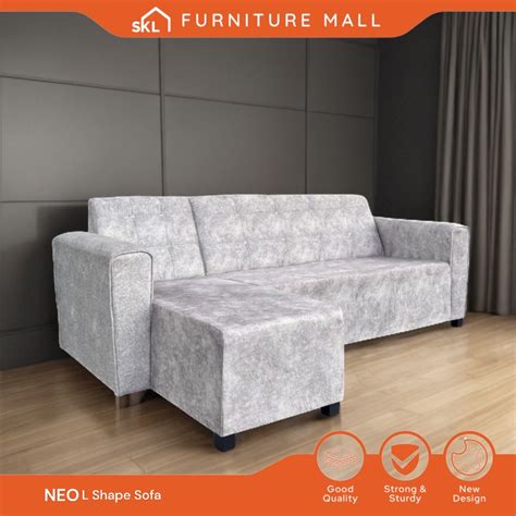 Skl Furniture Sofa L Shape Velvet 3 Seater Sofa Murah Minimalis Sofa