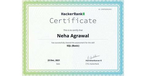 Neha Agrawal On Linkedin Hackerrank Sql