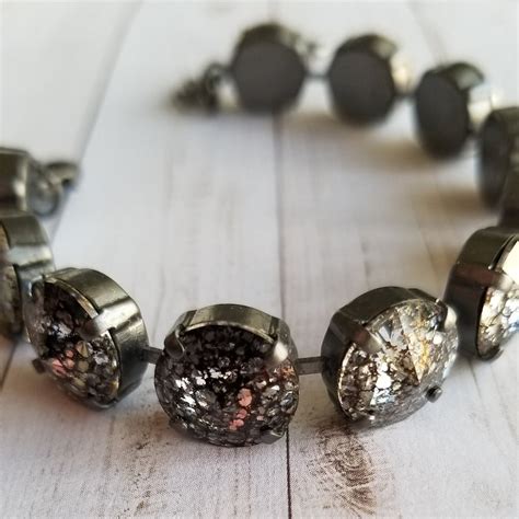 Black Swarovski Crystal Bracelet Etsy