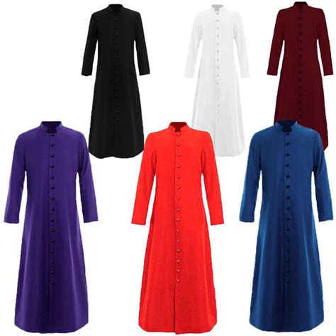 Blessume Men Women Single Breasted Minister Choir Cassock Robe Clergy