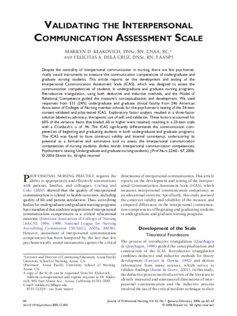 Pdf Validating The Interpersonal Communication Assessment Scale