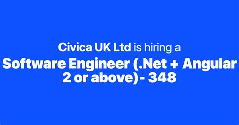 Software Engineer Net Angular 2 Or Above 348 At Civica Uk Ltd
