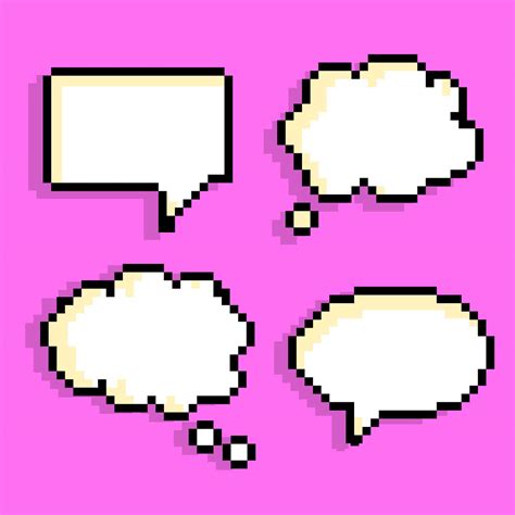 Retro Pixel Dialogue And Thought Balloons Pack Set Of Pixel Art Speech