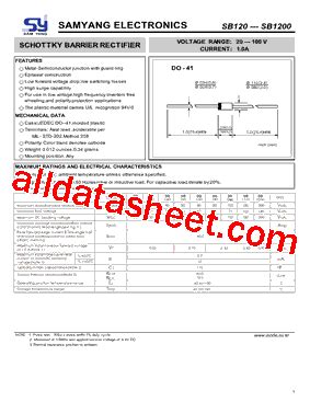 SB120 Datasheet(PDF) - SAMYANG ELECTRONICS CO.,LTD.