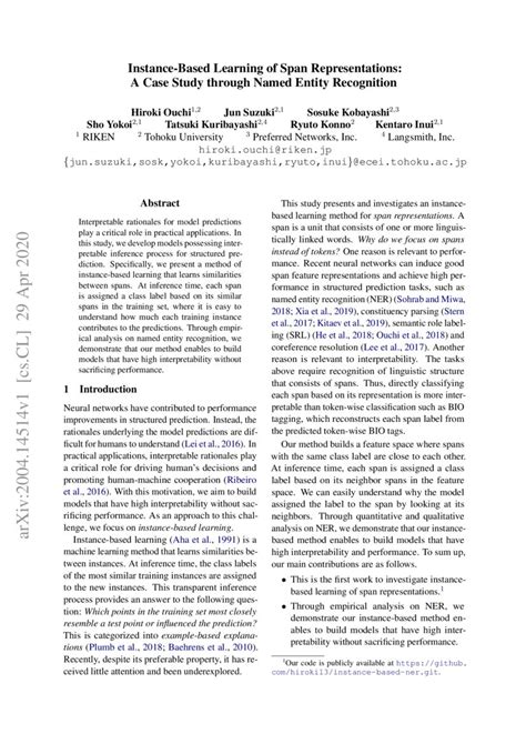 Instance Based Learning Of Span Representations A Case Study Through