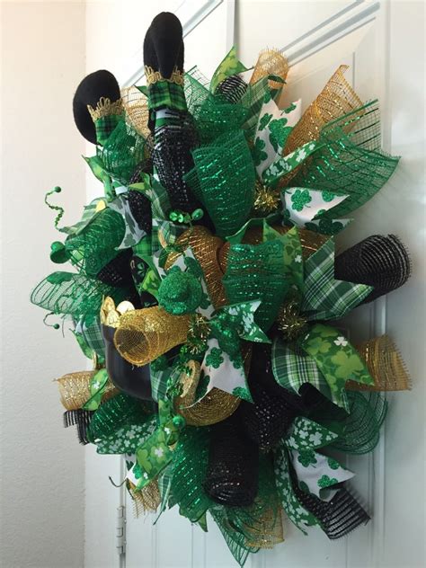 Deco Mesh St Patricks Day Wreath St Pattys Day Wreath Pot Etsy