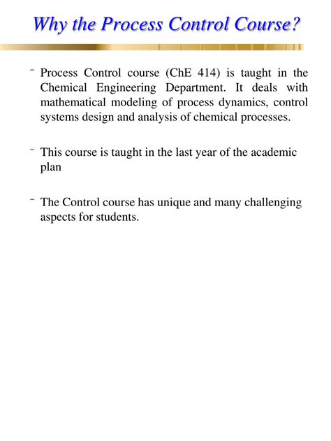 Ppt Application Of Project Based Learning Pbl In Process Control