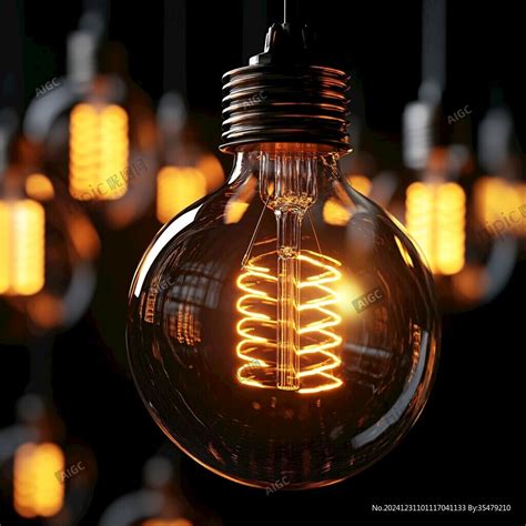 Ai创作图钨丝灯泡 白炽灯 爱迪生灯泡 爱迪生led灯丝 白炽灯光 暖色灯泡 爱迪生led灯泡 创意灯管 爱迪生灯 白炽灯泡 电灯电灯泡 发光