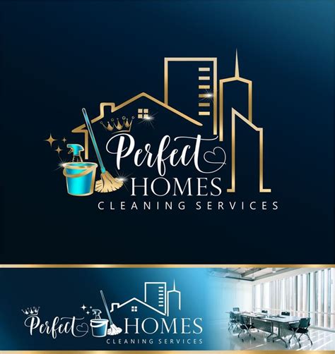Cleaning Service Logo Design Commercial Residential Logo Home House