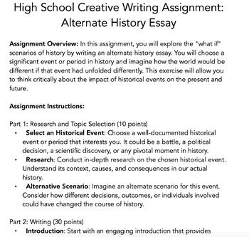 Writing Assignment Alternate History Essay By Curt S Journey TPT