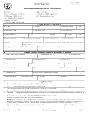Fillable Online FWS 3 200 41 U S Fish And Wildlife Service
