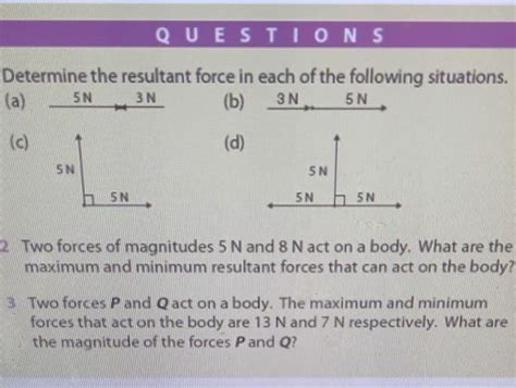 Solved QUESTIONS Determine The Resultant Force In Each Of Chegg Com