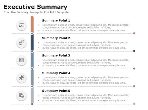 Executive Summary Powerpoint Five Point Template Executive Summary