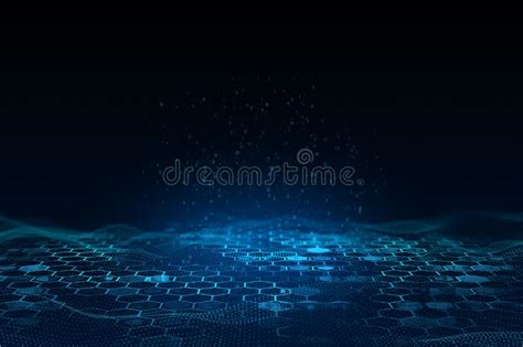 Creative Blue Hexagonal Background With Binary Code Technology Design And Landing Page Concept