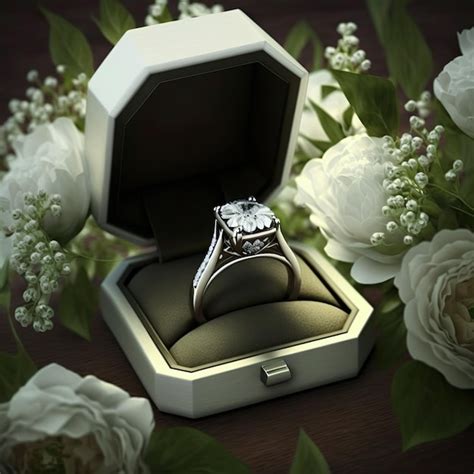 Premium Photo Wedding Ring With Diamond In Vintage Velvet Ring Box