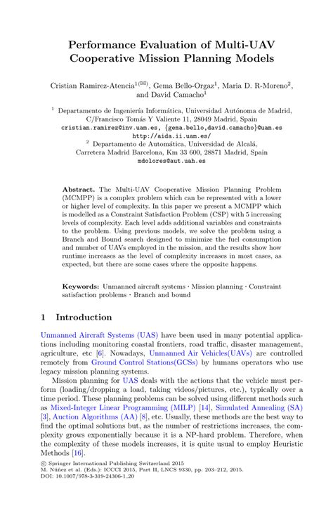 Pdf Performance Evaluation Of Multi Uav Cooperative Mission Planning