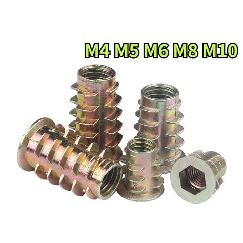 [yth1] M4m5m6m8m10 ตัวหนอนฝังไม้ หกเหลี่ยม พุกเกลียวฝังไม้ ใช้สกรูเกลียวมิล ตัวหนอน สกรูน๊อค