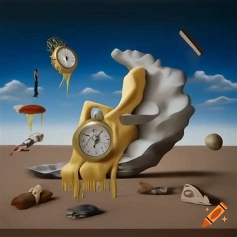 Surrealist Scene With Melting Clocks And Twisted Objects In Dreamlike