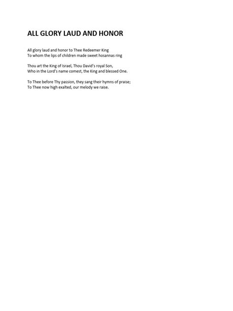 All Glory Laud And Honor Lyrics Pdf