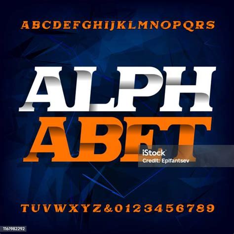 Font Alfabet Abstrak Huruf Serif Dan Angka Pada Latar Belakang Abstrak
