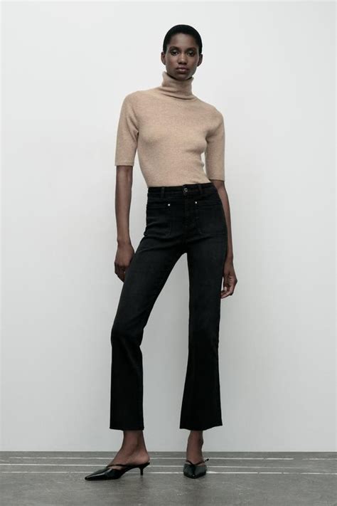 Z1975 High Waist Mini Flare Jeans Black Zara Cambodia