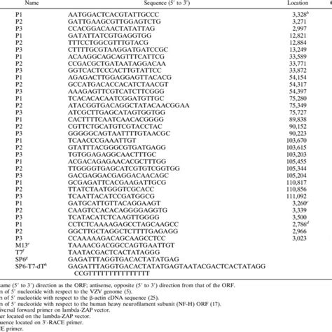 Oligonucleotide Primers Download Table