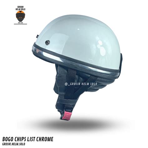Jual Helm Bogo Chips Retro Dewasa List Crom Polos Tanpa Kaca Terbaru