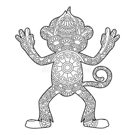 Pagină Colorată Zentangle Monkey Mandala Pentru Adulți Coloranți Pentru