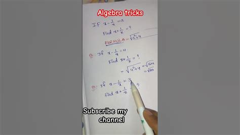 Algebra Tricksalgebratricks Problemsolving Youtube