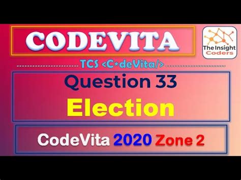 TCS CodeVita Problem 33 Election Codevita 2020 Zone 2 This Year