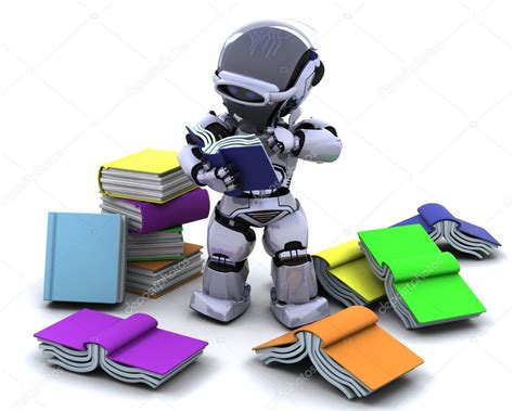 Robot With Books Stock Photo Kjpargeter 5039503